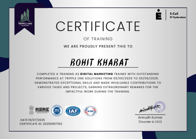 Rohit Kharat Certificate | PDF