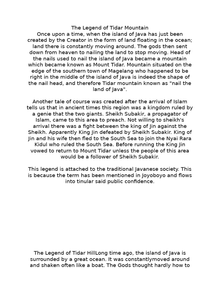 The Legend of Mount Tidar | PDF | Java | Religious Belief And Doctrine
