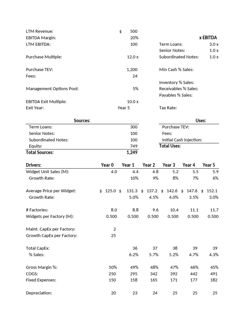 LBO Modeling Test Complete | PDF | Financial Services | Financial ...