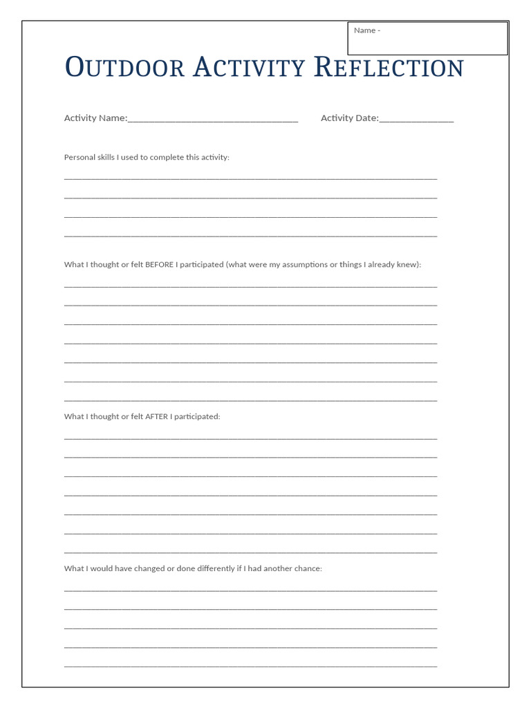 Outdoor Activity Reflection Essay | PDF