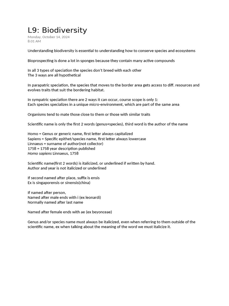 L9 Biodiversity | PDF