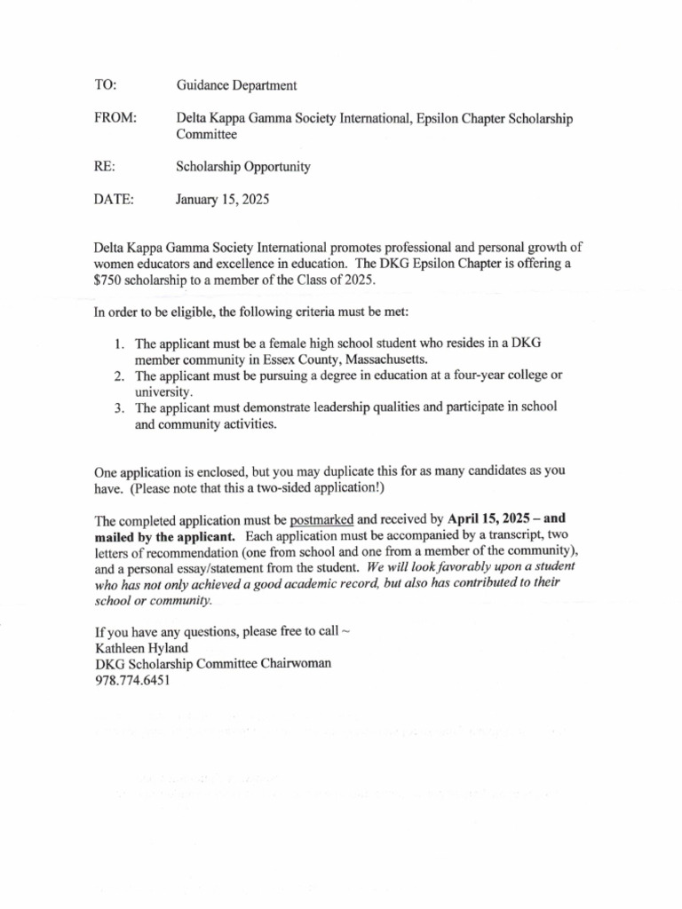 Delta Kappa Gamma Society Scholarship | PDF