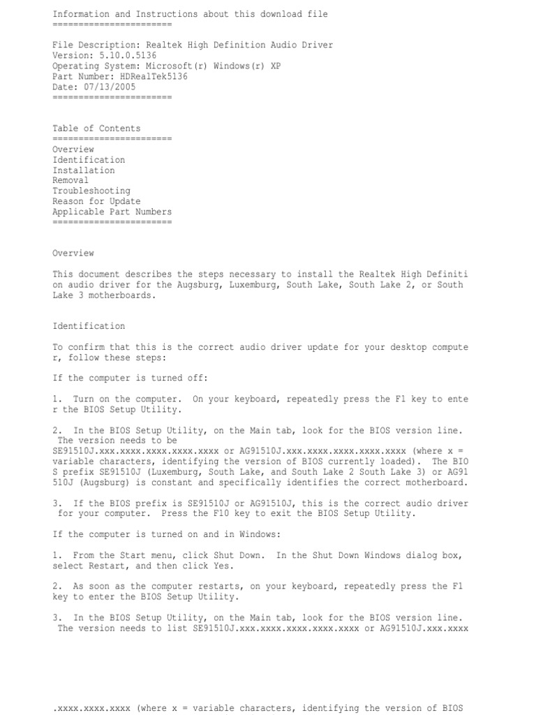 Readme | PDF | Bios | Microsoft Windows