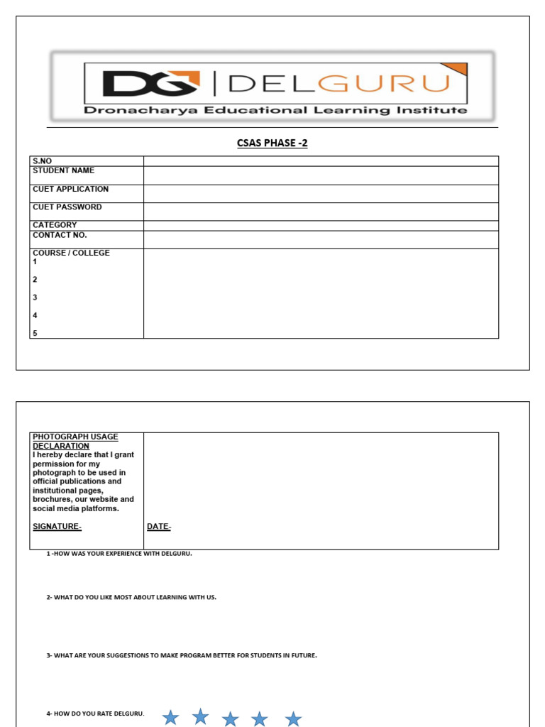 Csas Preference List Form | PDF