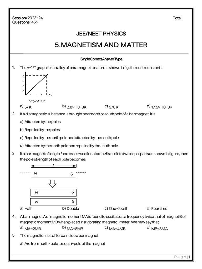 5 Maganetism and Matter-1 | PDF | Ferromagnetism | Magnetism