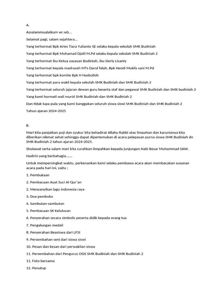 Susunan Acara MC | PDF