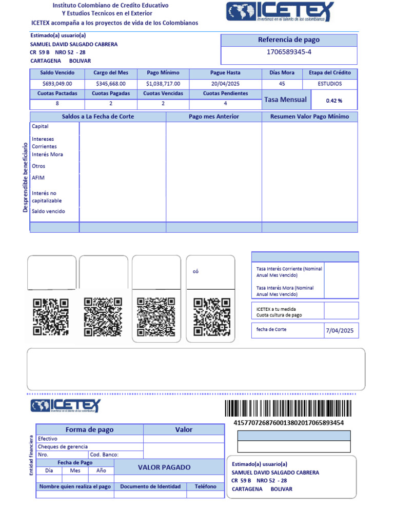 Referencia de Pago: Tasa Mensual | PDF | Bancos | Cheque