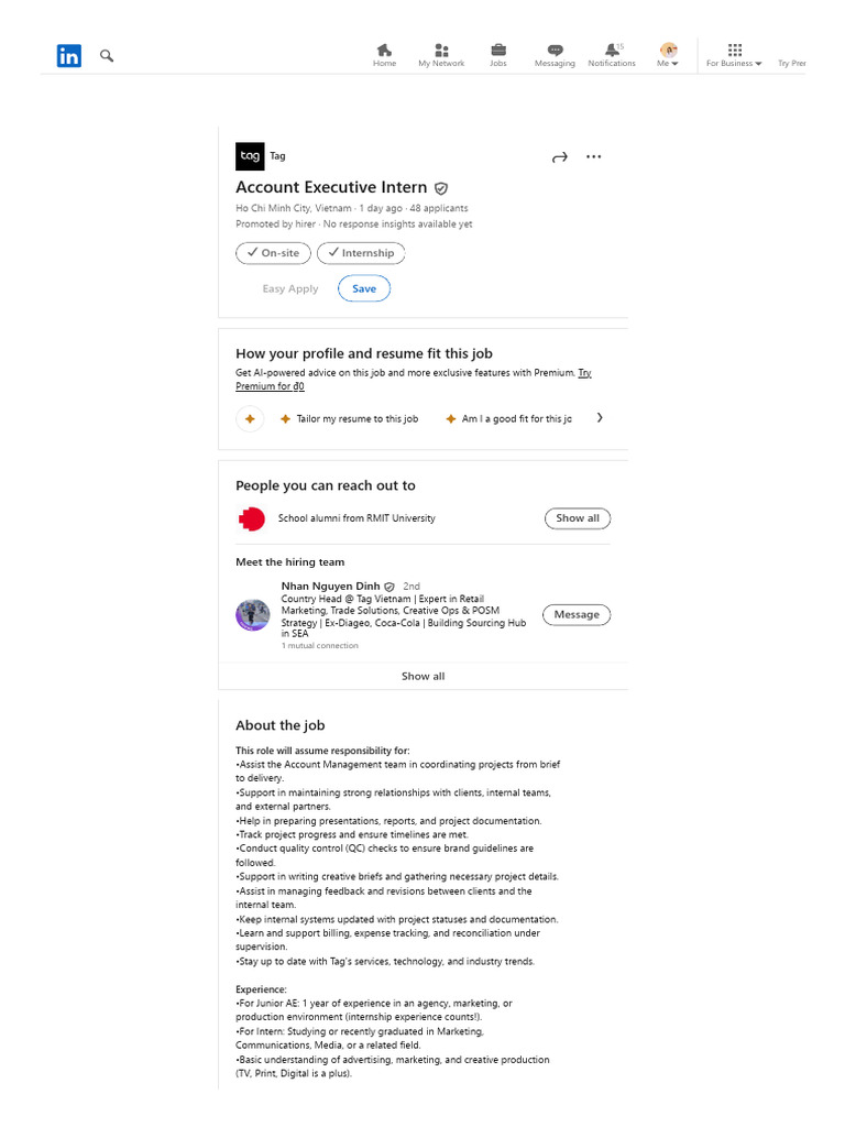 Account Executive Intern Opportunity | PDF | Communication | Human ...