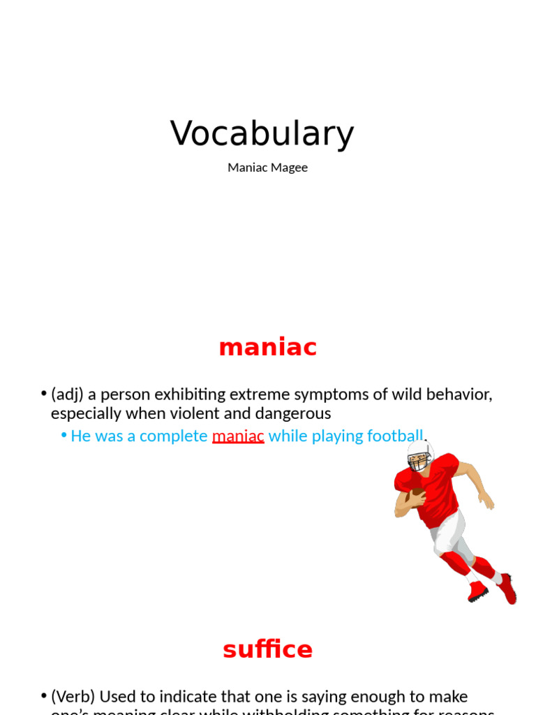 Maniac Magee Vocabulary | PDF