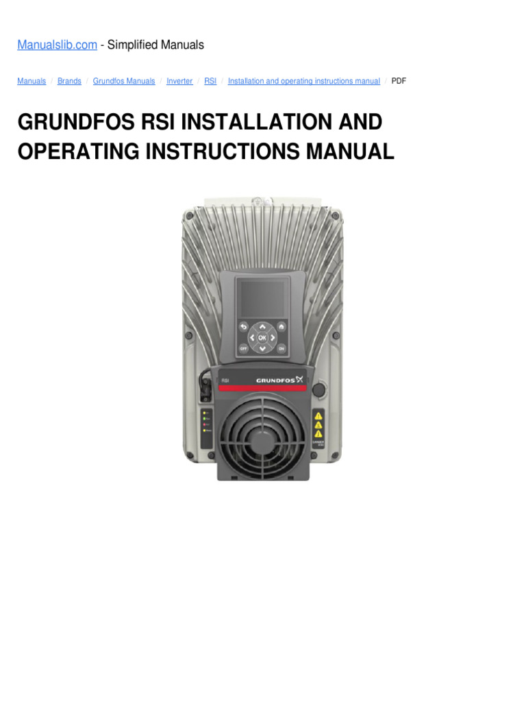 Grundfos Rsi Installation and Operating Instructions Manual ...