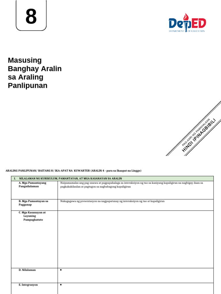 Araling Panlipunan Lesson Plan Template 2025-2026 | PDF