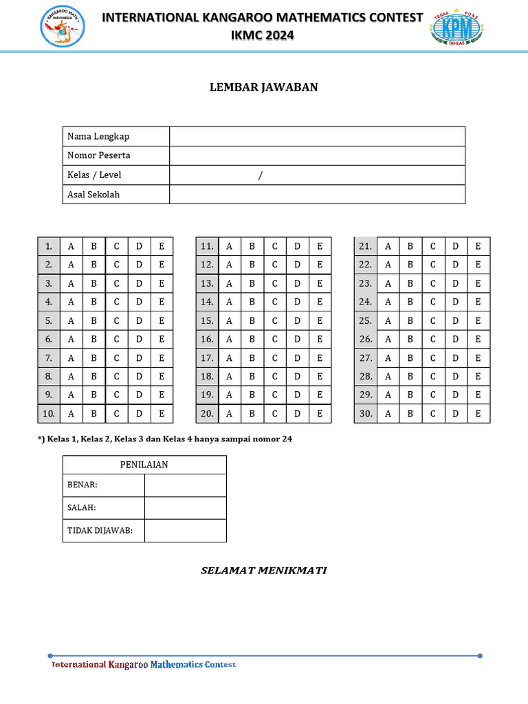 Soal IKMC 2024 untuk Peserta | PDF