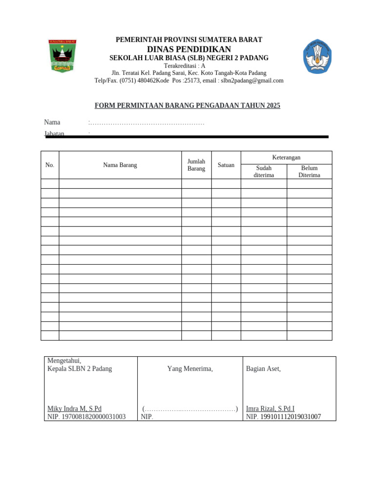 Format Permintaan Barang | PDF