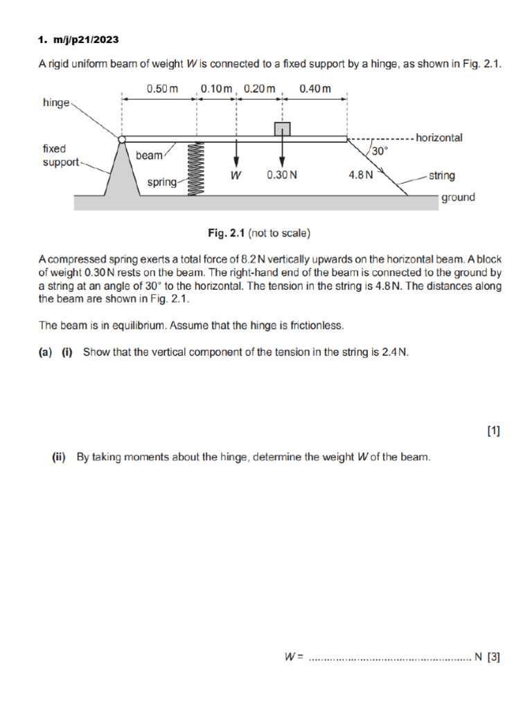 Moment of Force Worksheet | PDF