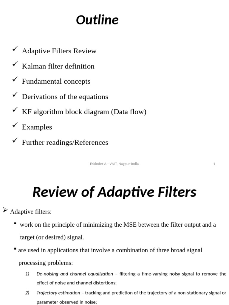 Kalman Filter Lecture | PDF | Kalman Filter | Estimator