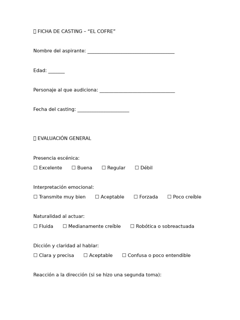 Ficha de Casting | PDF