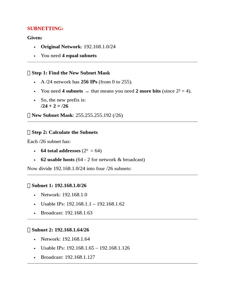 CN Problems On Subnetting | PDF