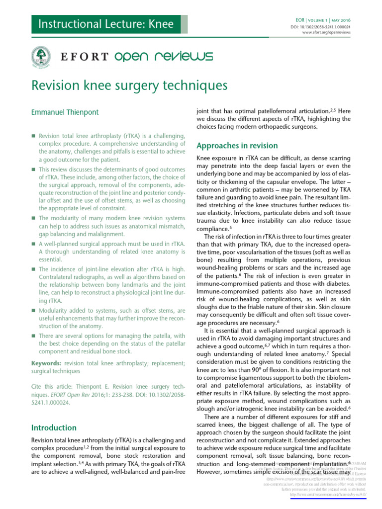 Revision Total Knee Arthroplasty Techniques | PDF | Knee ...