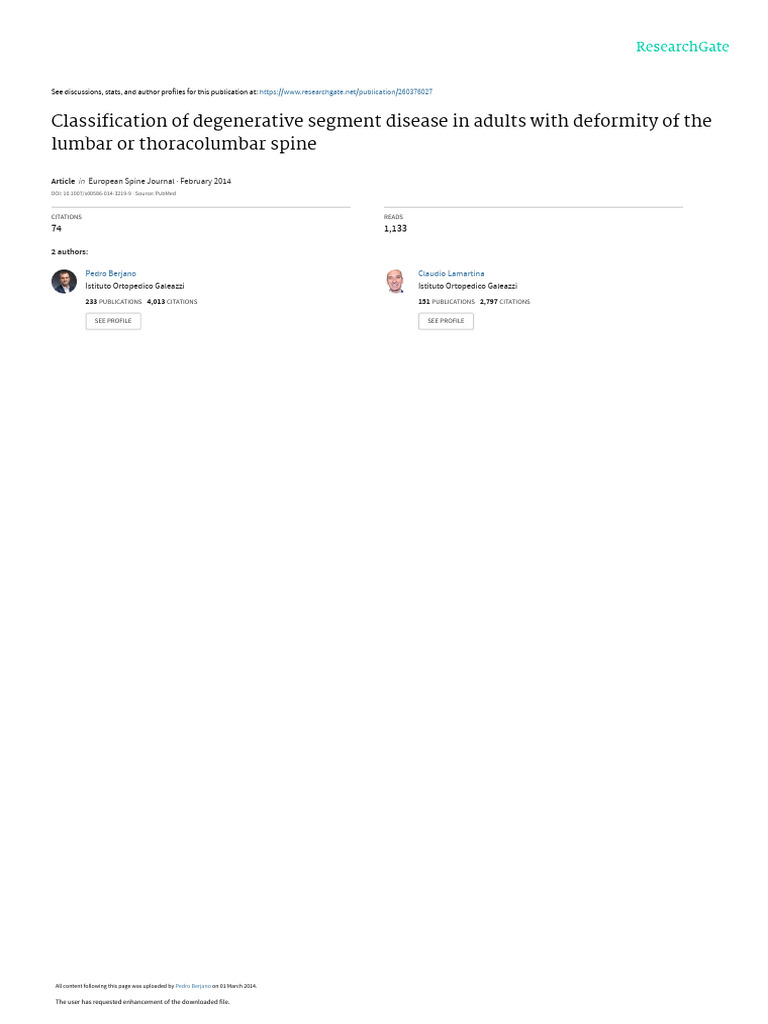 Classification of Degenerative Segment Disease in Adults With Deformity ...