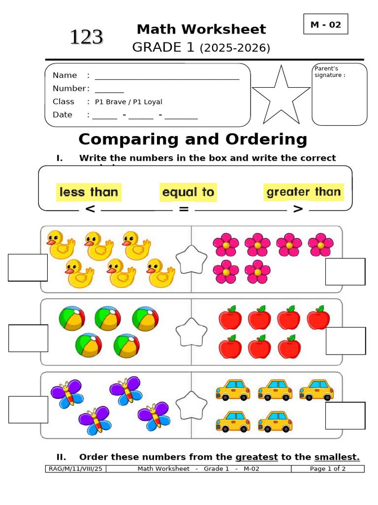 M-02 Comparing & Ordering Numbers | PDF