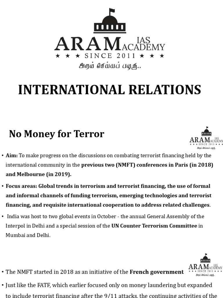 Combating Terror Financing and India's Role | PDF | International Relations