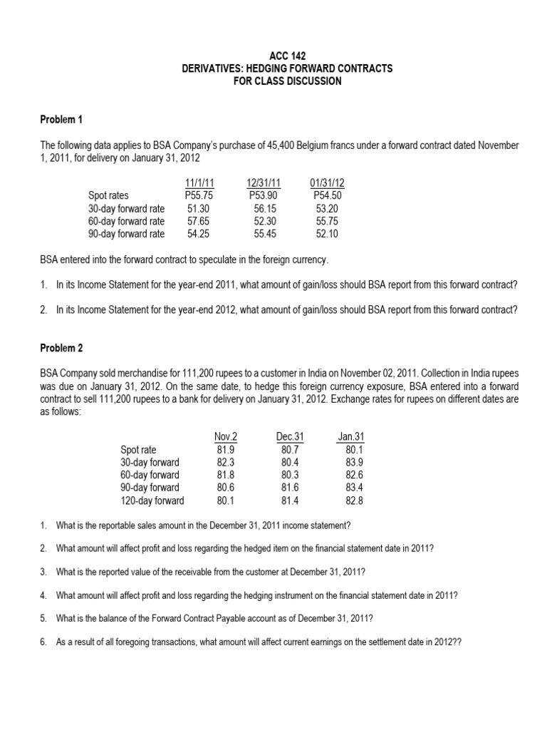 BSA Company Forward Contract Analysis | PDF | Hedge (Finance) | Investing