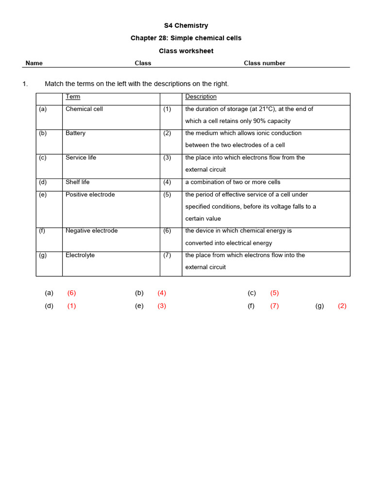 Understanding Simple Chemical Cells | PDF | Rechargeable Battery ...