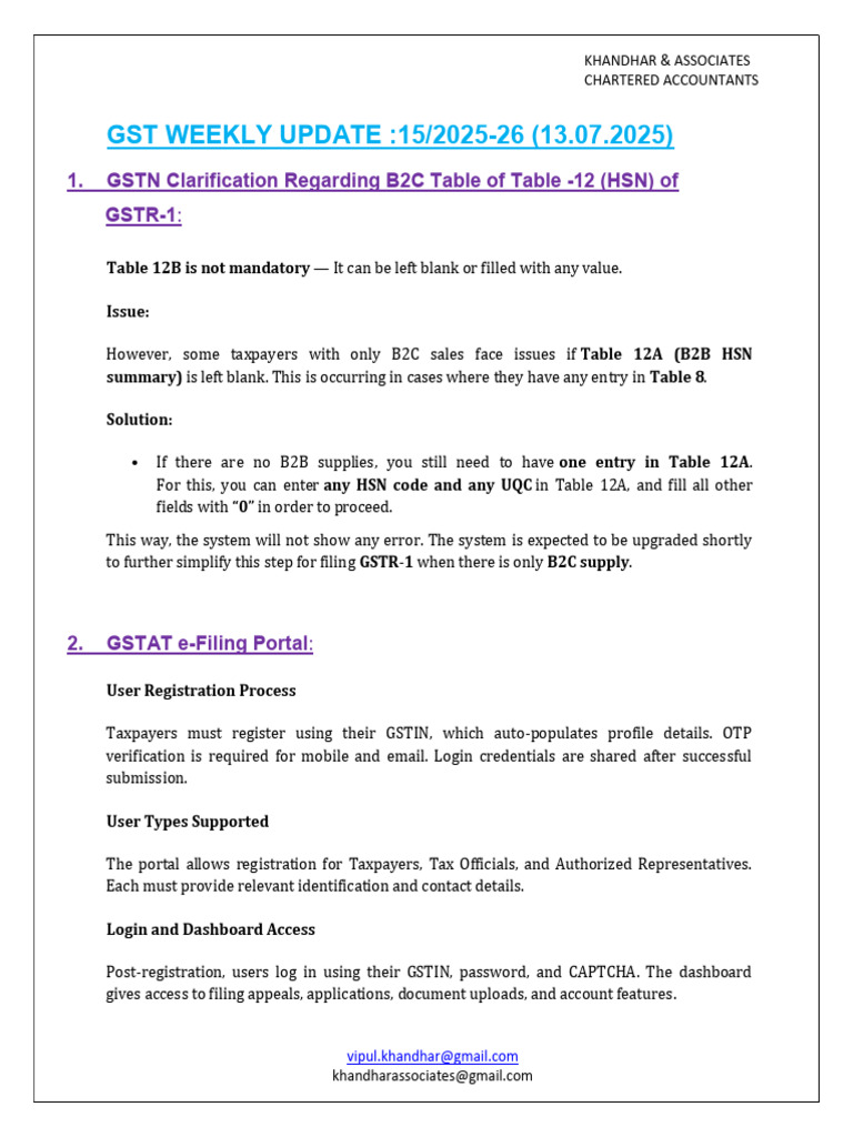 GST WEEKLY UPDATE - 15-2025-26 | PDF | Login | Taxes