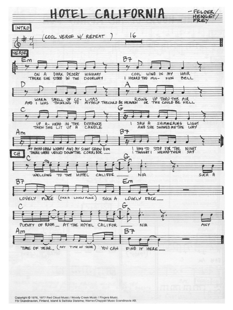 Hotel California - Lead Sheet | PDF