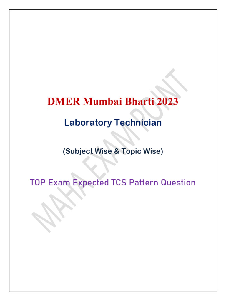 DMER Mumbai 2023 Lab Technician Q&A | PDF | Rna | Infection