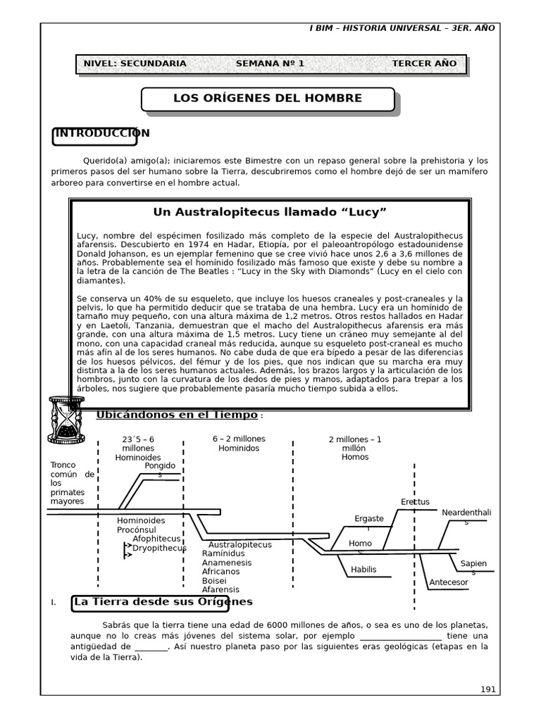Evolución y Orígenes del Hombre | PDF | Lucy (Australopithecus ...