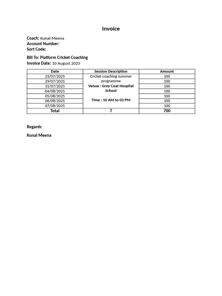Kunal Meena (Invoice) | PDF