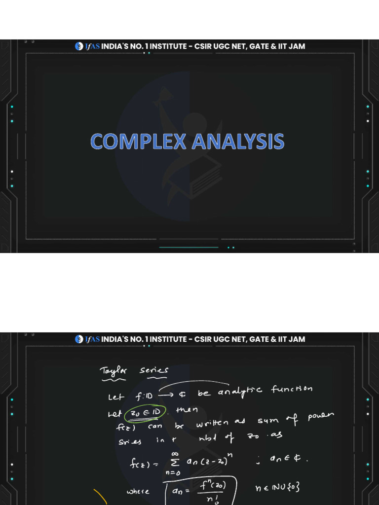 253 Unit 2 Complex Analysis Lectures l12 Taylor Series PDF | PDF