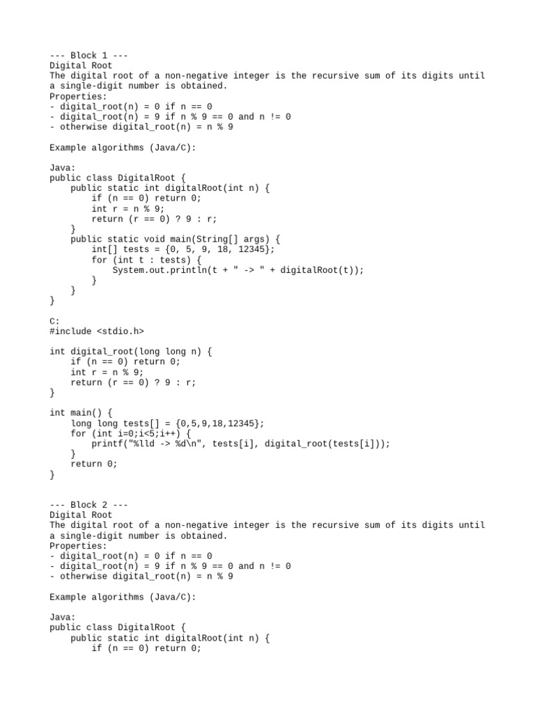 Digital Root | PDF | Integer (Computer Science) | Integer