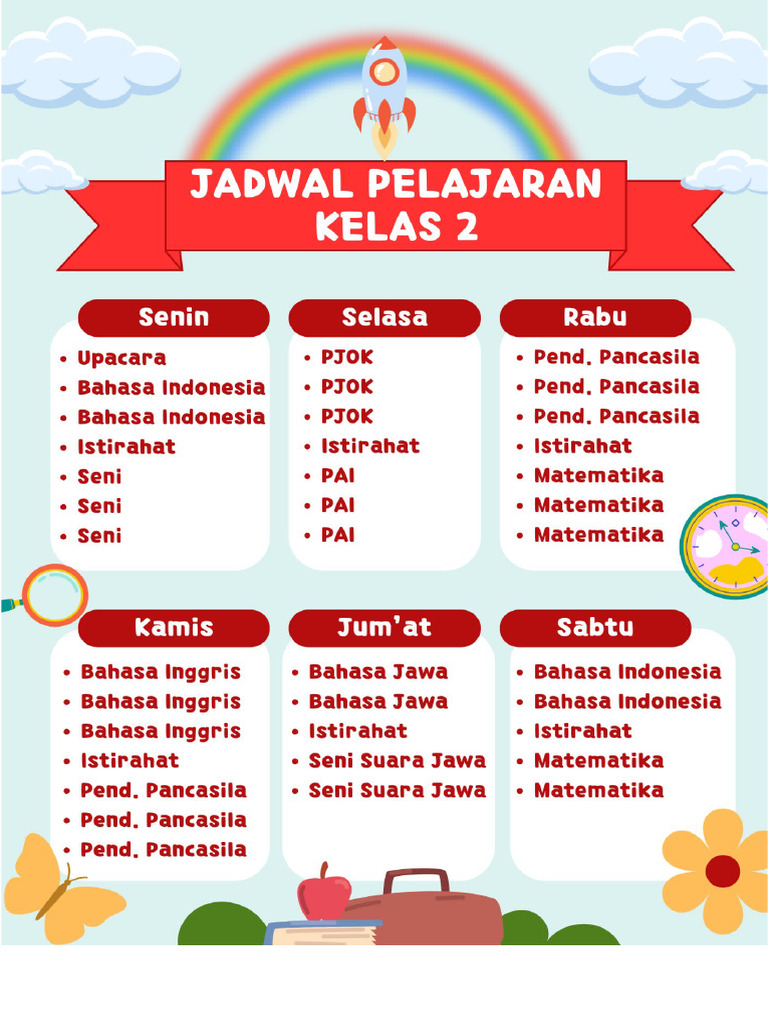 Jadwal Plajaran Kelas 2 | PDF