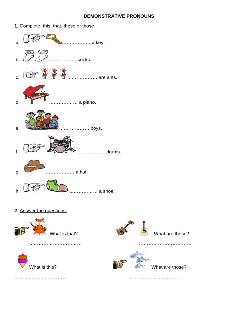 Demonstrative Pronouns Fun Activities Games 48136 | PDF