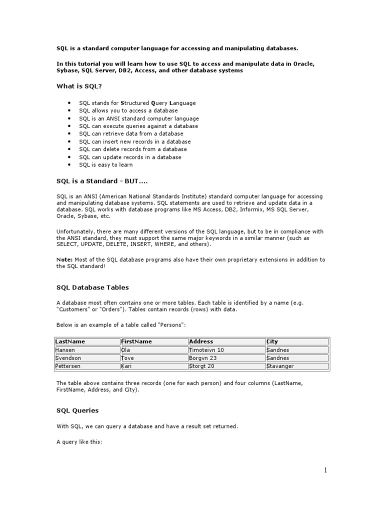 What Is SQL? | PDF | Sql | Database Index