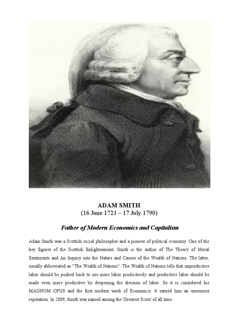Father of Modern Economics and Capitalism: (16 June 1723 - 17 July 1790 ...