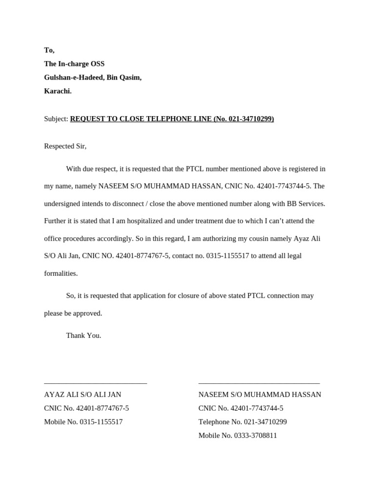 App Disconnection of PTCL Ayaz Ali | PDF