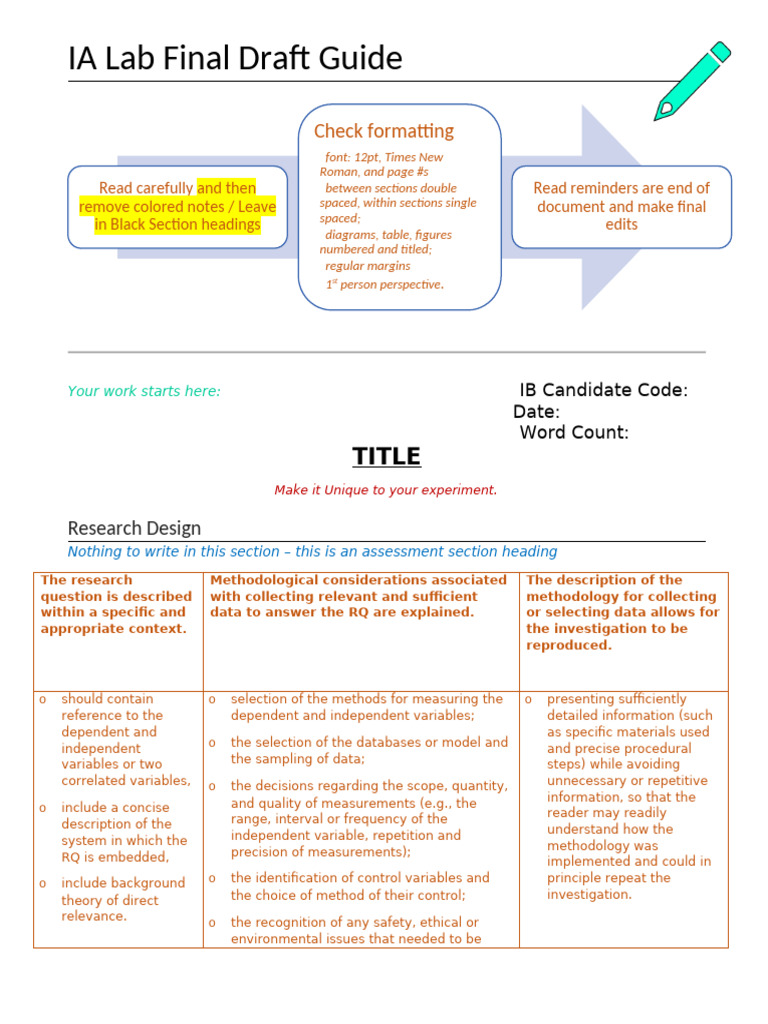 IA Lab Final Draft Guidelines | PDF | Hypothesis | Methodology