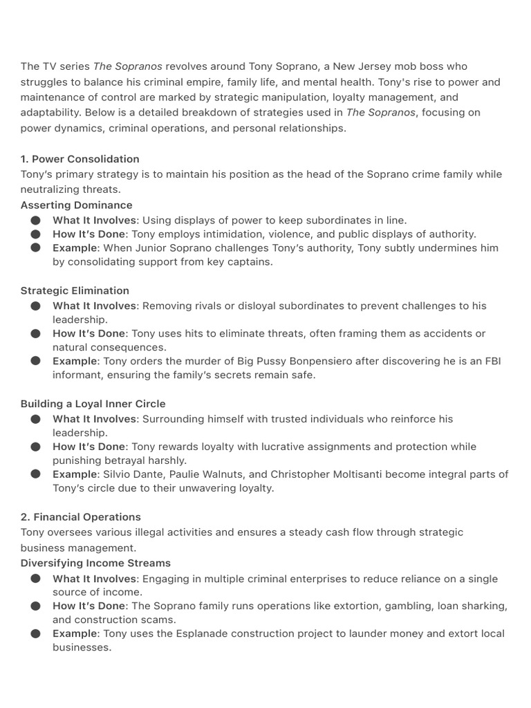 The TV Series The Sopranos Revolves Around Tony Soprano, A New Jersey | PDF