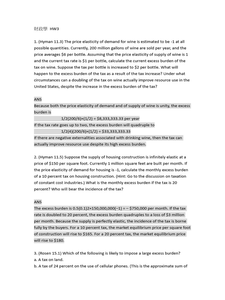 Tax Excess Burden Analysis in Economics | PDF | Taxes | Demand