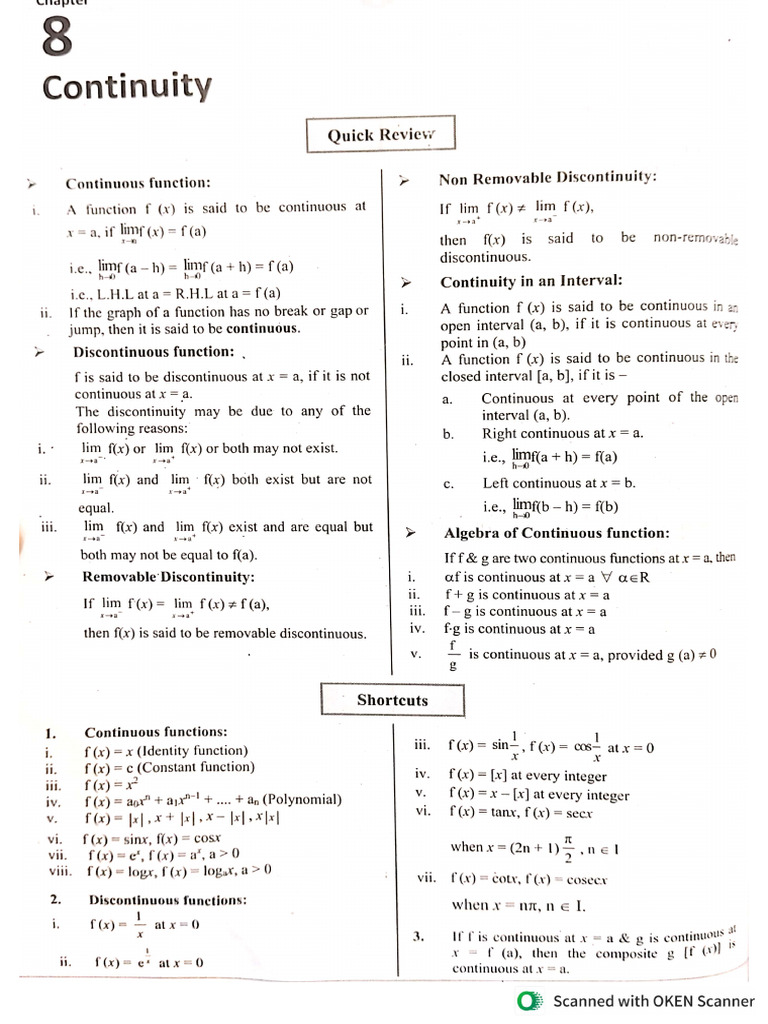 Continuity Cet Notes | PDF