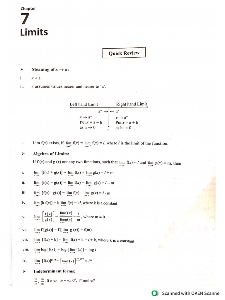 Limits CET Notes | PDF