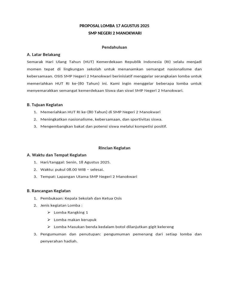 Proposal Rincian Hadia 17 Agustus | PDF