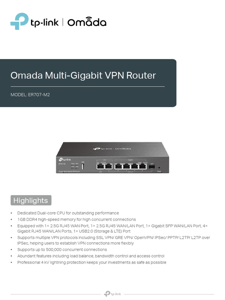 TP-Link ER707-M2 VPN Router Specs | PDF | Computer Network | Virtual ...