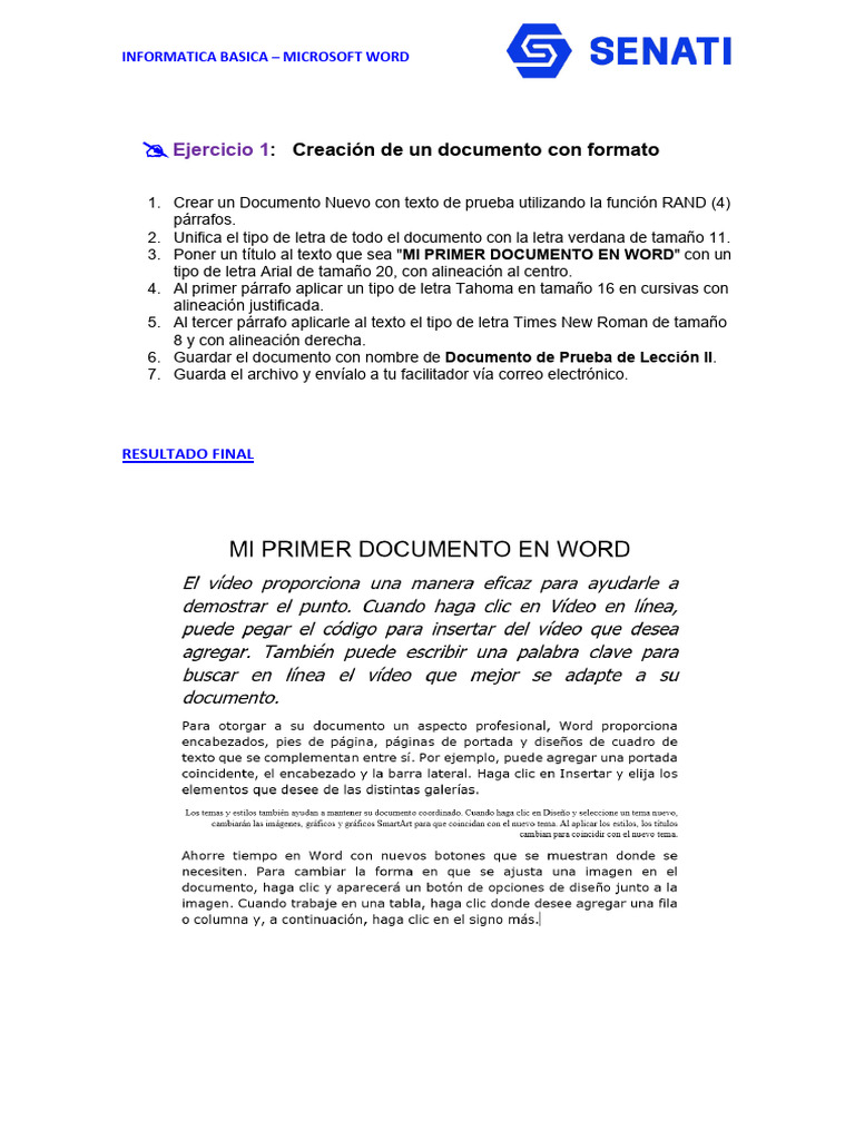 Ejercicio 1 - Microsoft Word | PDF