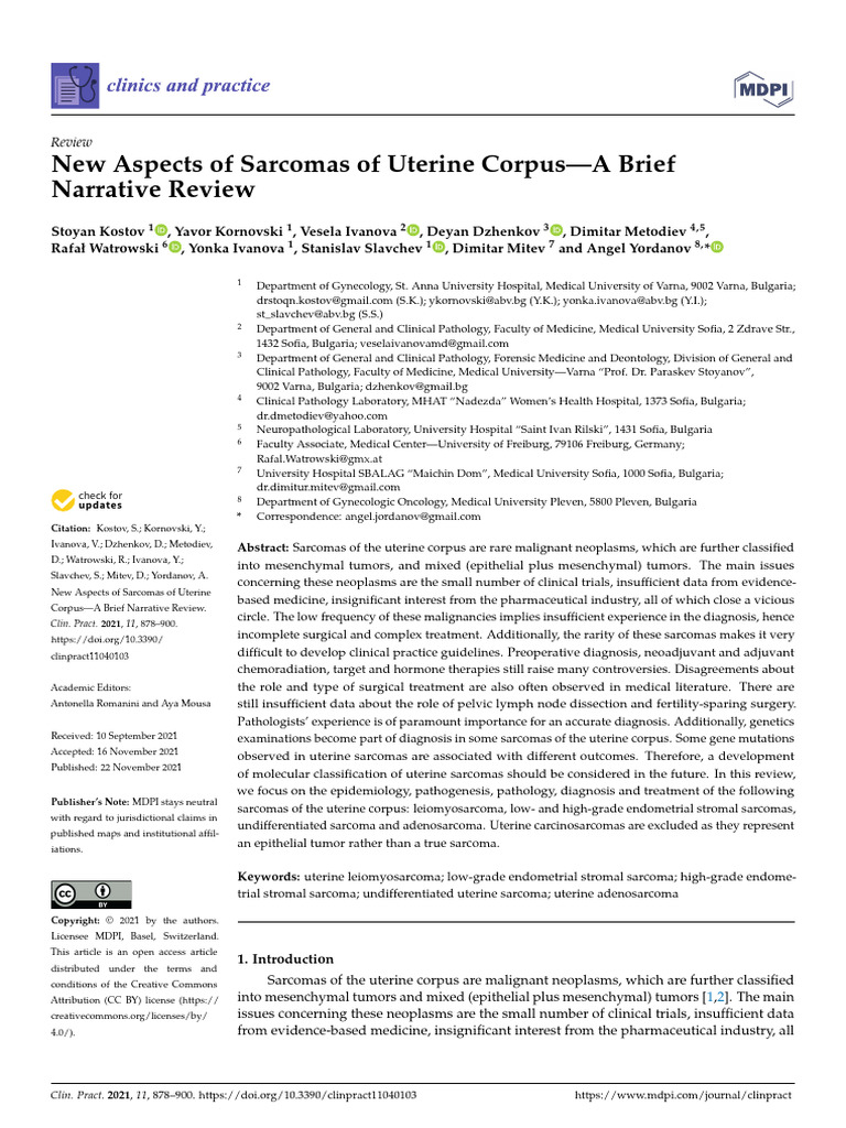 New Aspects of Sarcomas of Uterine Corpus | PDF | Sarcoma | Medical Imaging