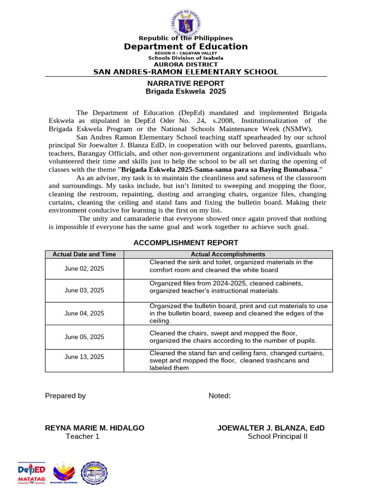 2025 Brigada Accomplishment Individual | PDF | Intelligence | Teaching