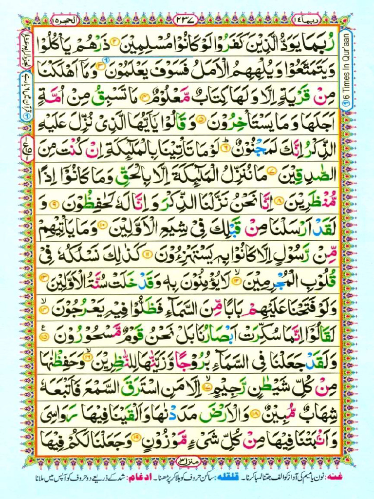 Colour Coded Quran Juz 14 | PDF